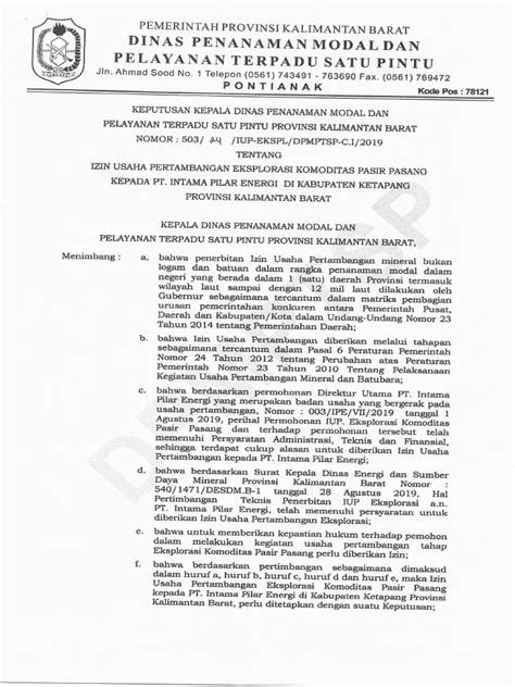 Iup Eksplorasi Pt Ipe Pdf