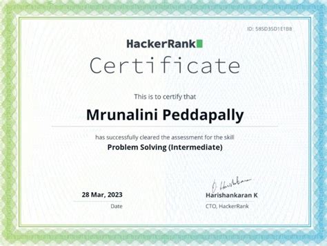 Mrunalini Peddapally On Linkedin Hackerrank Hackerrankcertified