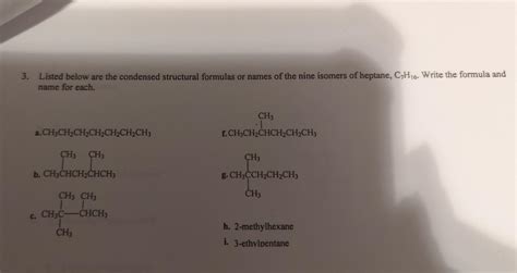 Solved 3 Listed Below Are The Condensed Structural Formulas