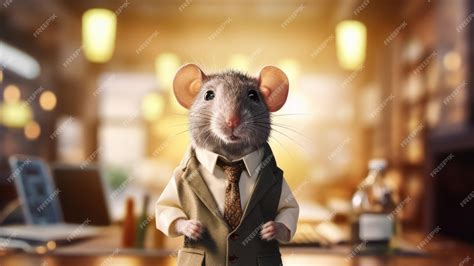 Premium Ai Image Illustration Of A Cute Rat Dressed In A Suit And Tie