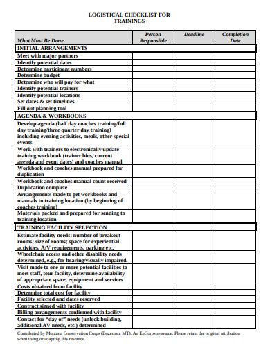 11 Logistics Checklist Templates In Pdf Ms Word