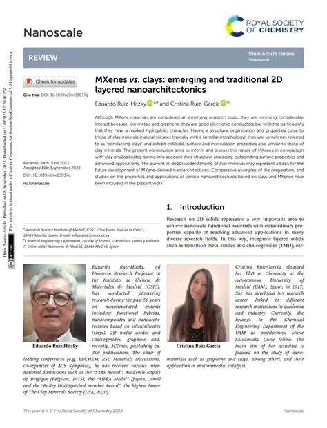 Pdf Mxenes Vs Clays Emerging And Traditional 2d Layered Nanoarchitectonics