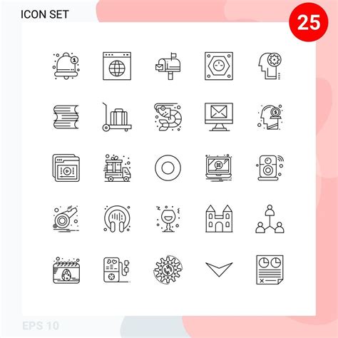 Group Of 25 Modern Lines Set For Brainstorming Power Mail Plug Electric Editable Vector Design