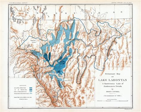 1881 Map Of Lake Lahontan Nevada Etsy