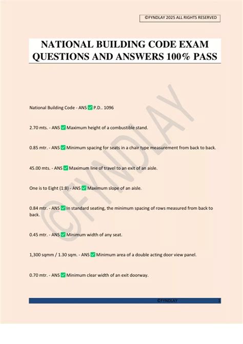National Building Code Exam Questions And Answers 100 Pass National