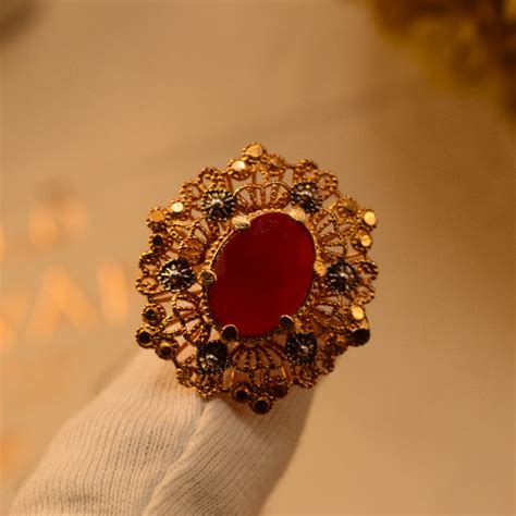 Sparkling Design 24k Rp 35 Gram Gold Plated Crystal Stone Ring For