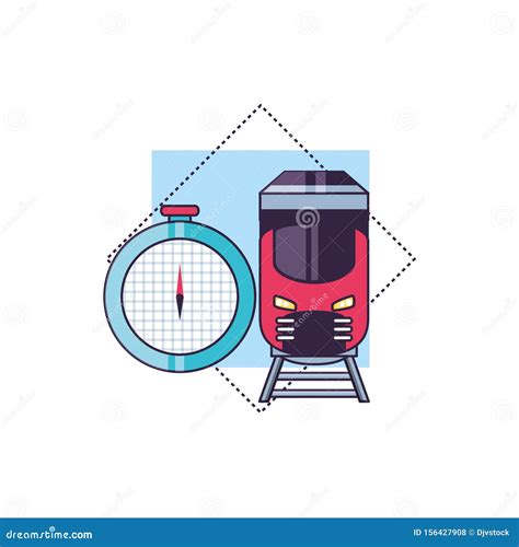 Compass Guide Device With Train Stock Illustration Illustration Of