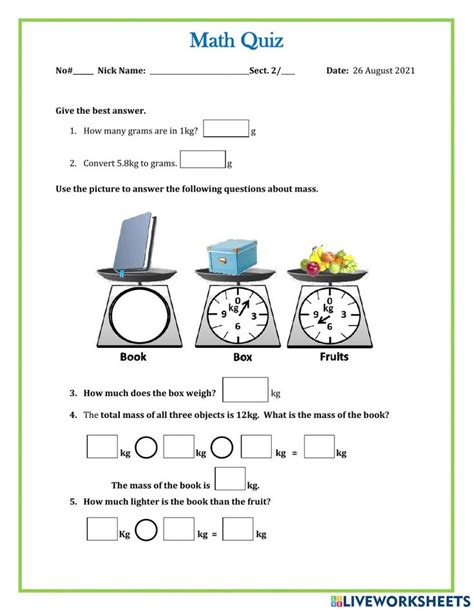 Measuring Mass Quiz Worksheet Biology Worksheet Measuring Mass