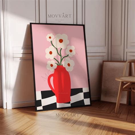 Retro Colorful Flower Print Funky Flower Prints Digital Wall Art