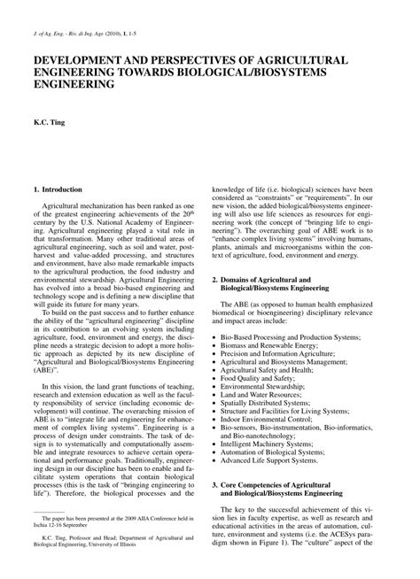 Pdf Developmentand Perspectives Of Agricultural Engineering Towards