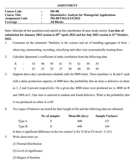 Ms 08 Quantitative Analysis For Managerial Applications Solved Assignment 2022 Ignou Solved