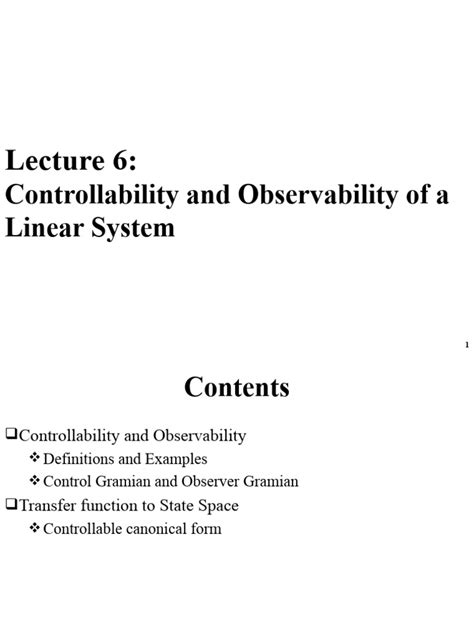 Lecture6 Controllability And Observability Pdf Computers