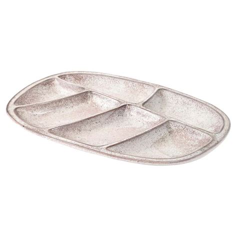 Mid Century Modernist Ceramic Serving Tray With Yellow Spiral And Dots