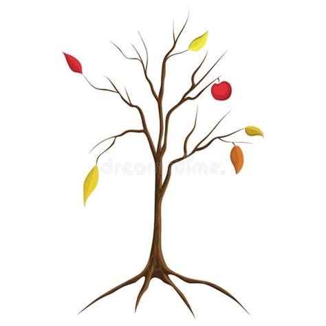白色背景中突显的裸苹果树动画图 树叶无树 平动画风格 秋秋 库存例证 插画 包括有 吟呦诗人 唯一 158035509
