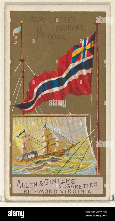 Commodores Pennant Norway From The Naval Flags Series N17 For Allen And Ginter Cigarettes