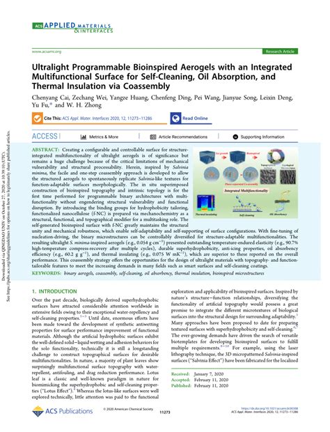 Pdf Ultralight Programmable Bioinspired Aerogels With An Integrated