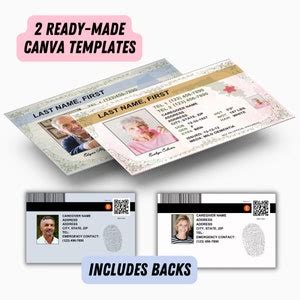 Senior Id Card Template Customizable Identification Canva Etsy