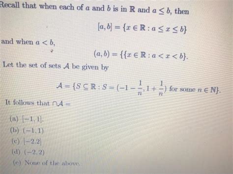 Solved Recall That When Each Of A And B Is In R And A