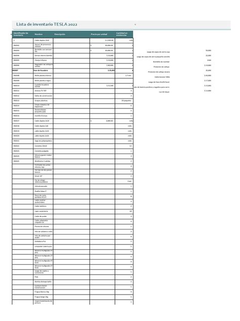 Lista De Inventario Tesla 2022 Pdf Ciencias Fisicas Ingeniería De