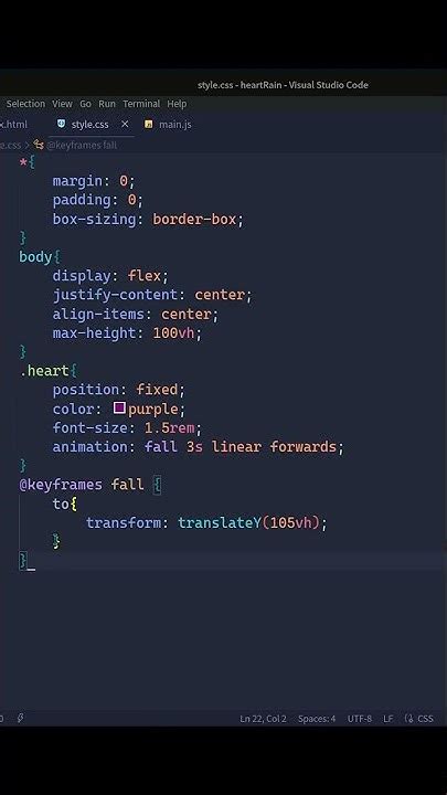 Heart Rain Effect Using Html Css And Javascript Youtube