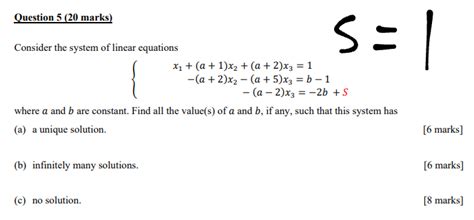 Solved Consider The System Of Linear Equations Chegg Com