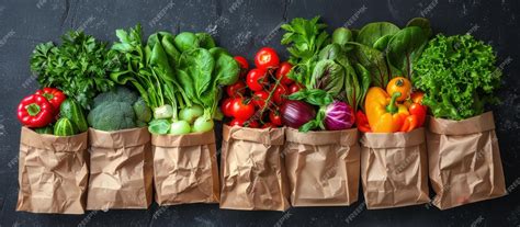 Premium Photo Assorted Vegetablefilled Paper Bags
