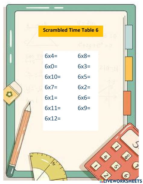 Time Table 6 Worksheet Live Worksheets