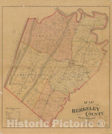 Historic 1894 Map Map Of Berkeley County West Virginia West