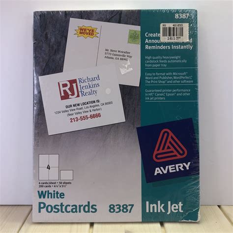 Avery Label Template 8387 Avery Presta® Template 95387 Rectangle