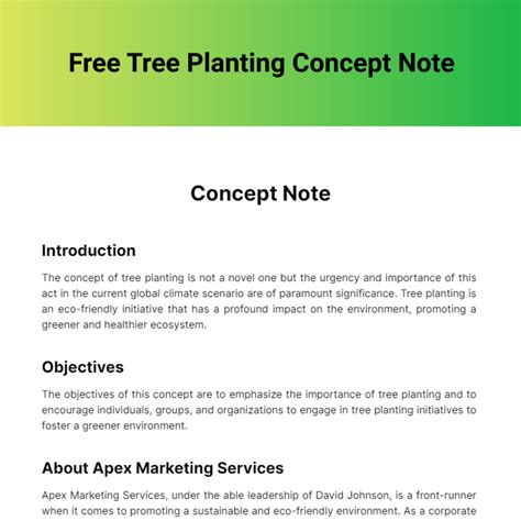 Free Tree Planting Concept Note Template Edit Online And Download