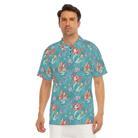 Whimsical Ocean Princess Mens Polo Shirt Rainbow Rules