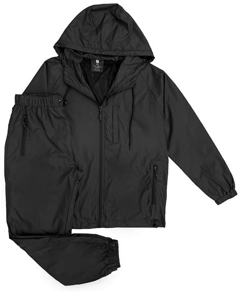 Mens 2 Piece Light Weight Windbreaker Suit Jogger Sauna Gym Set With