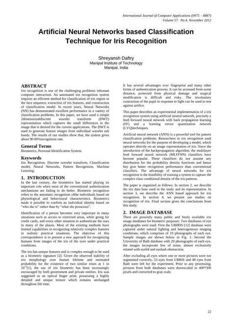 Pdf Artificial Neural Networks Based Classification Technique