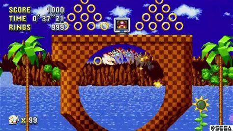 Sonic Mania Ps4 With Super Sonic Act 1 Green Hill Stage From Sonic The Hedgehog Youtube