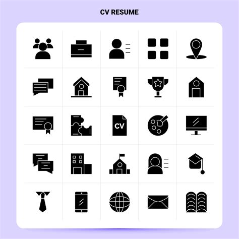 Solid 25 Cv Resume Icon Set Vector Glyph Style Design Black Icons Set Web And Mobile Business