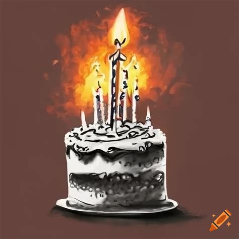 Birthday Cake On Fire Clipart In Black