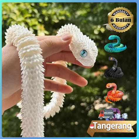 Jual Mainan 3d Print Ular 30cm Ular Simulasi Dapat Digerakkan Multi
