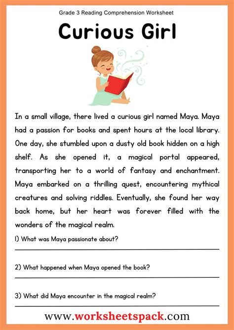 Magical Book Grade 3 Reading Comprehension Worksheet Reading