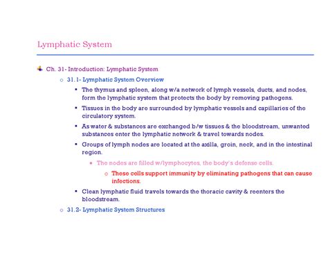 Ch 31 33 Lymphatic System Lymphatic System Ch 31 Introduction