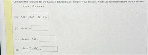 Solved Compute The Following For The Function Defined Below Chegg