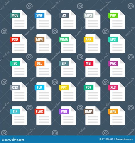 Common System File Formats Document Types And Extensions Flat Style