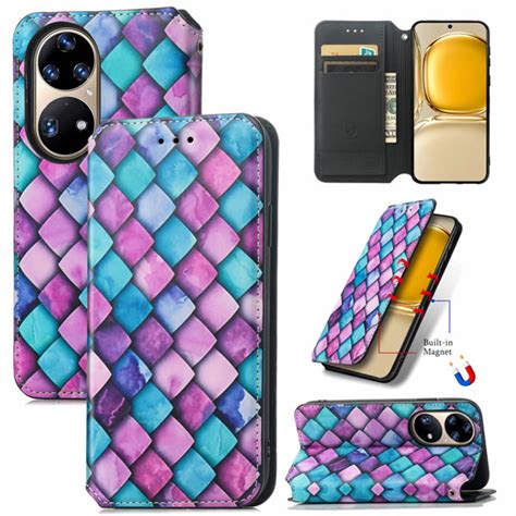 Stylish Colorful Pattern Leather Wallet Case For Huawei Phone