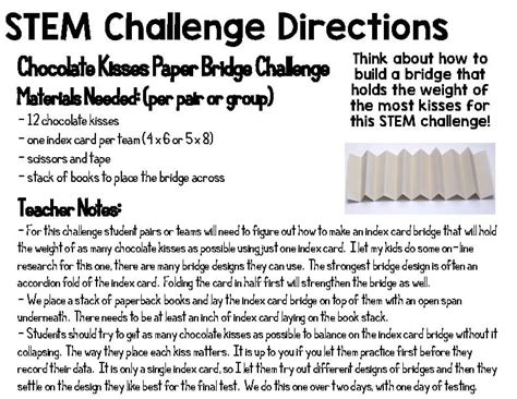 Chocolate Kisses Paper Bridge Stem Engineering Challenge By Smart Chick