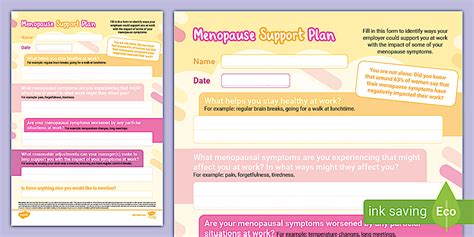 Menopause Support Plan Template Teacher Made Twinkl