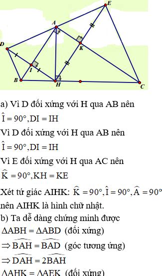 Cho tam giác ABC vuông tại A đường cao AH Gọi D là điểm đối xứng với H