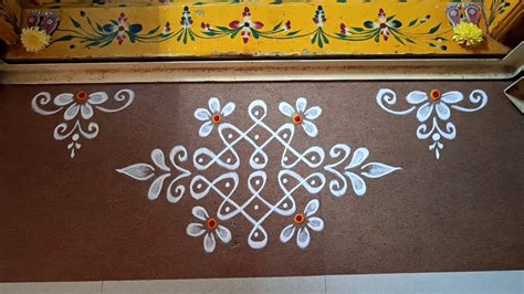 Easy Rangoli With Side Border Designs Friday Rangoli With 5dots
