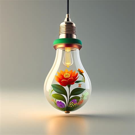 Premium Ai Image Light Bulb With Floral Ornament Inside
