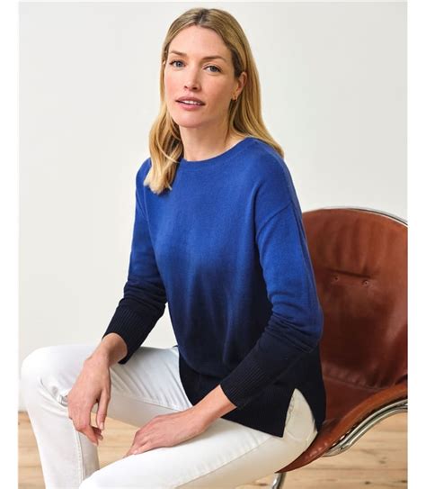 Cobalt Navy Cashmere Blend Ombre Sweater Woolovers Us