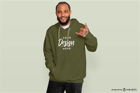 Black Man With Short Hair Hoodie Mockup Psd Editable Template