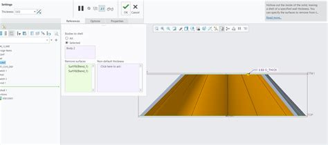 solved achieving differing thickness while shelling a bod ptc